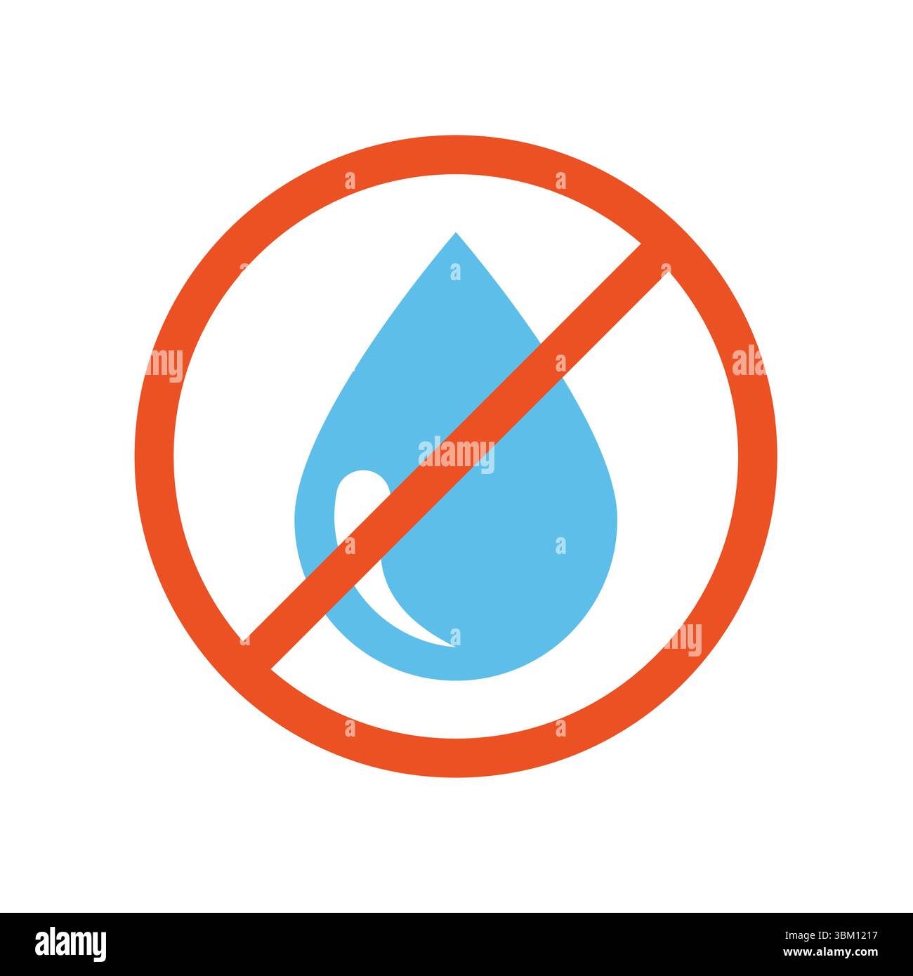 Keep dry red and blue prohibition sign. No water, keep away from rain ...