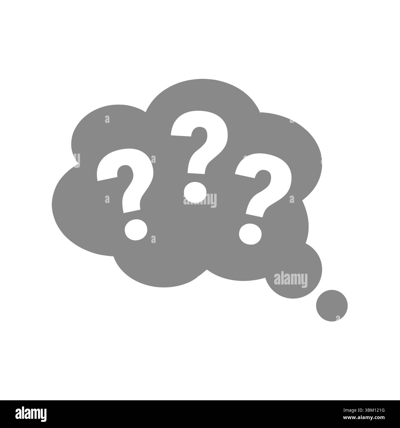 Question mark thought cloud or balloon. Thinking, asking questions and confusion or overthinking ...