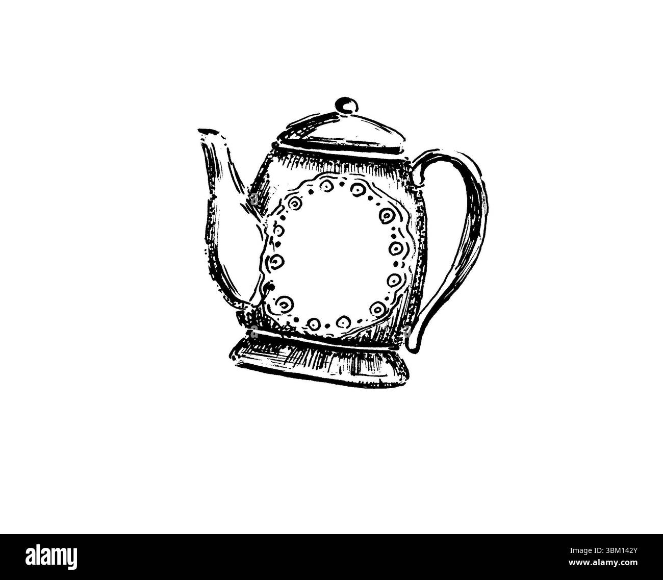 Illustration of a teapot. Isolated on white background. Inside is an ...
