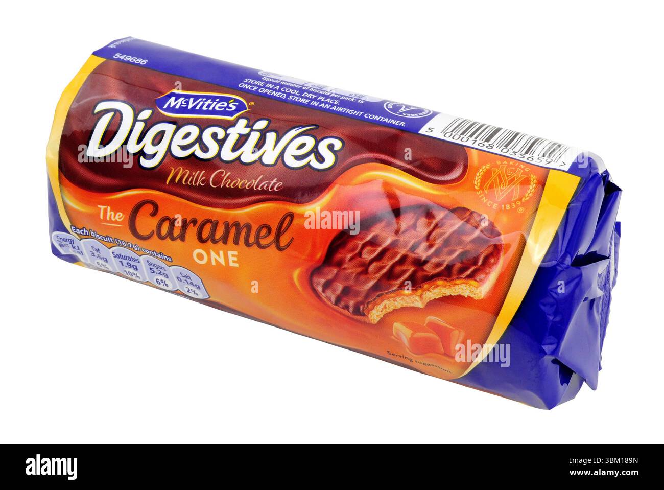 Mcvitie's caramel and milk chocolate wheatmeal digestive biscuits in a ...