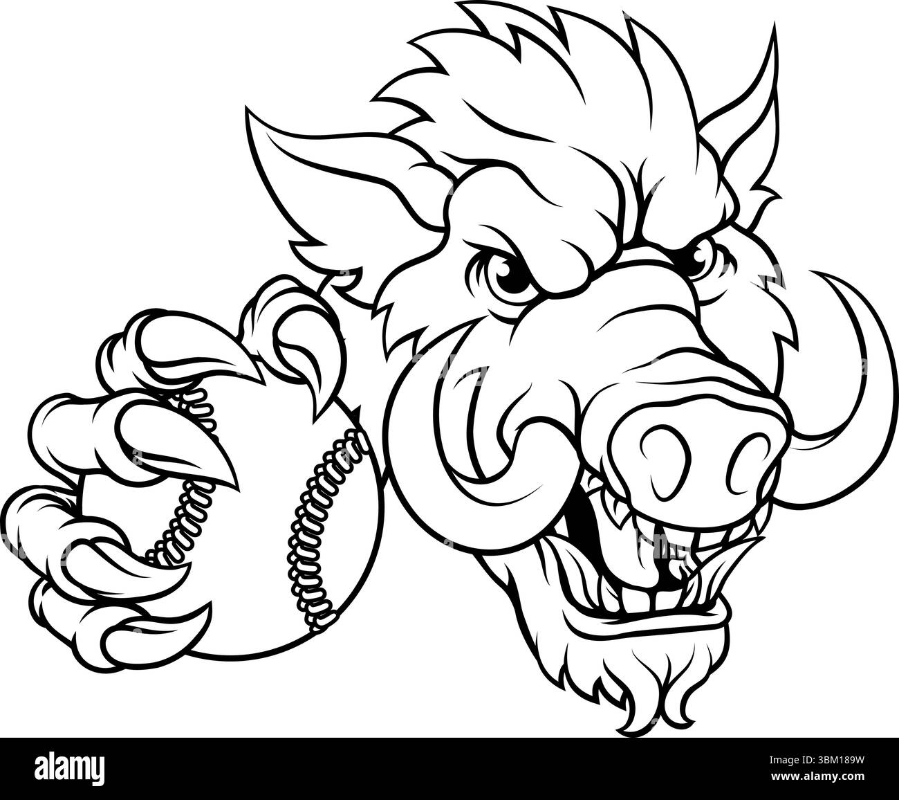 Boar Wild Hog Razorback Warthog Baseball Mascot Stock Vector Image ...
