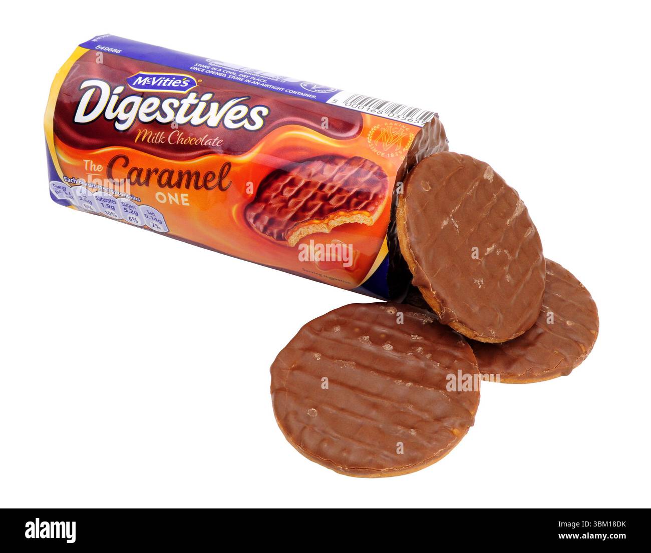 Mcvitie's caramel and milk chocolate wheatmeal digestive biscuits in a ...