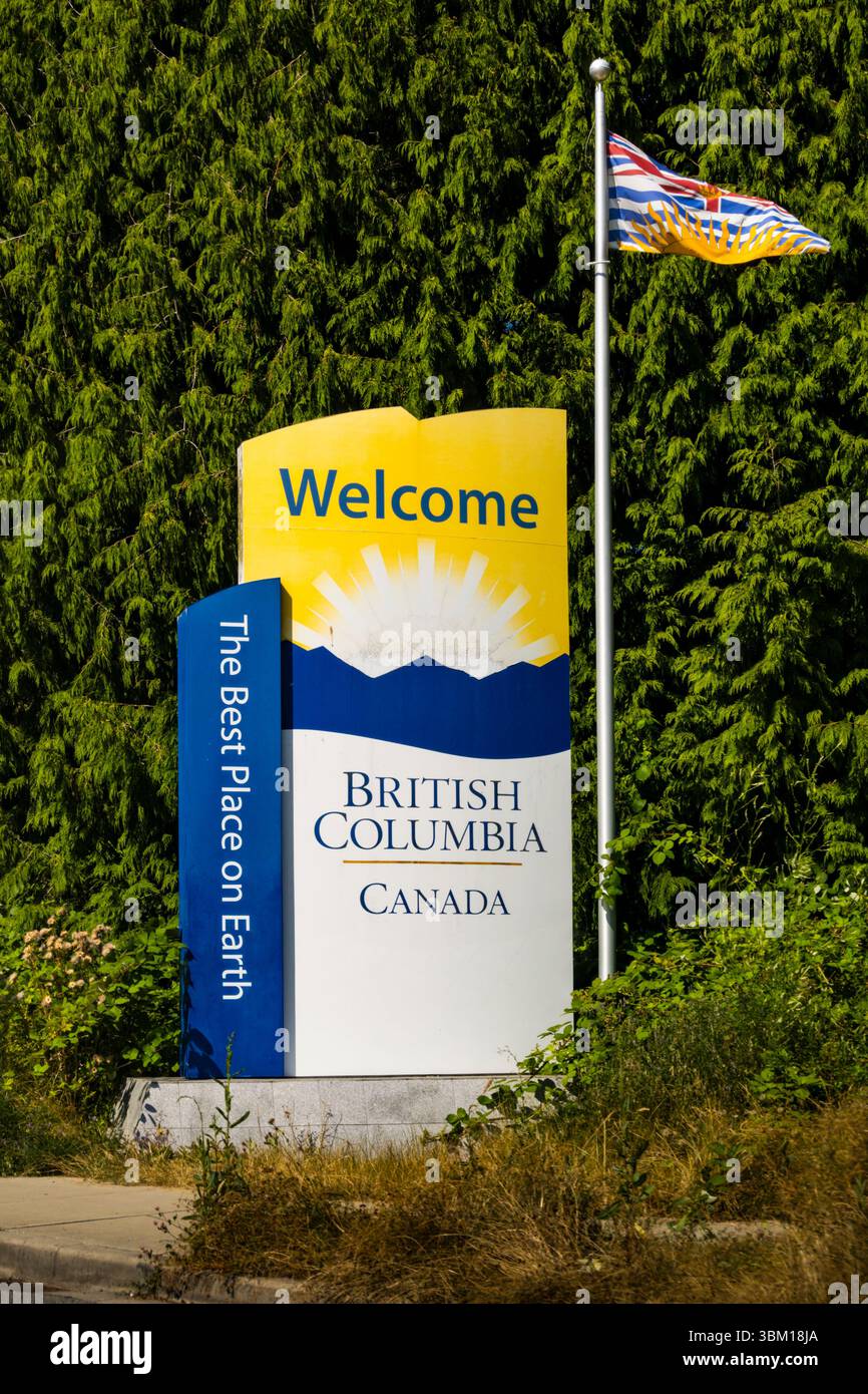 Welcome to British Columbia Canada sign at Blaine border crossing ...