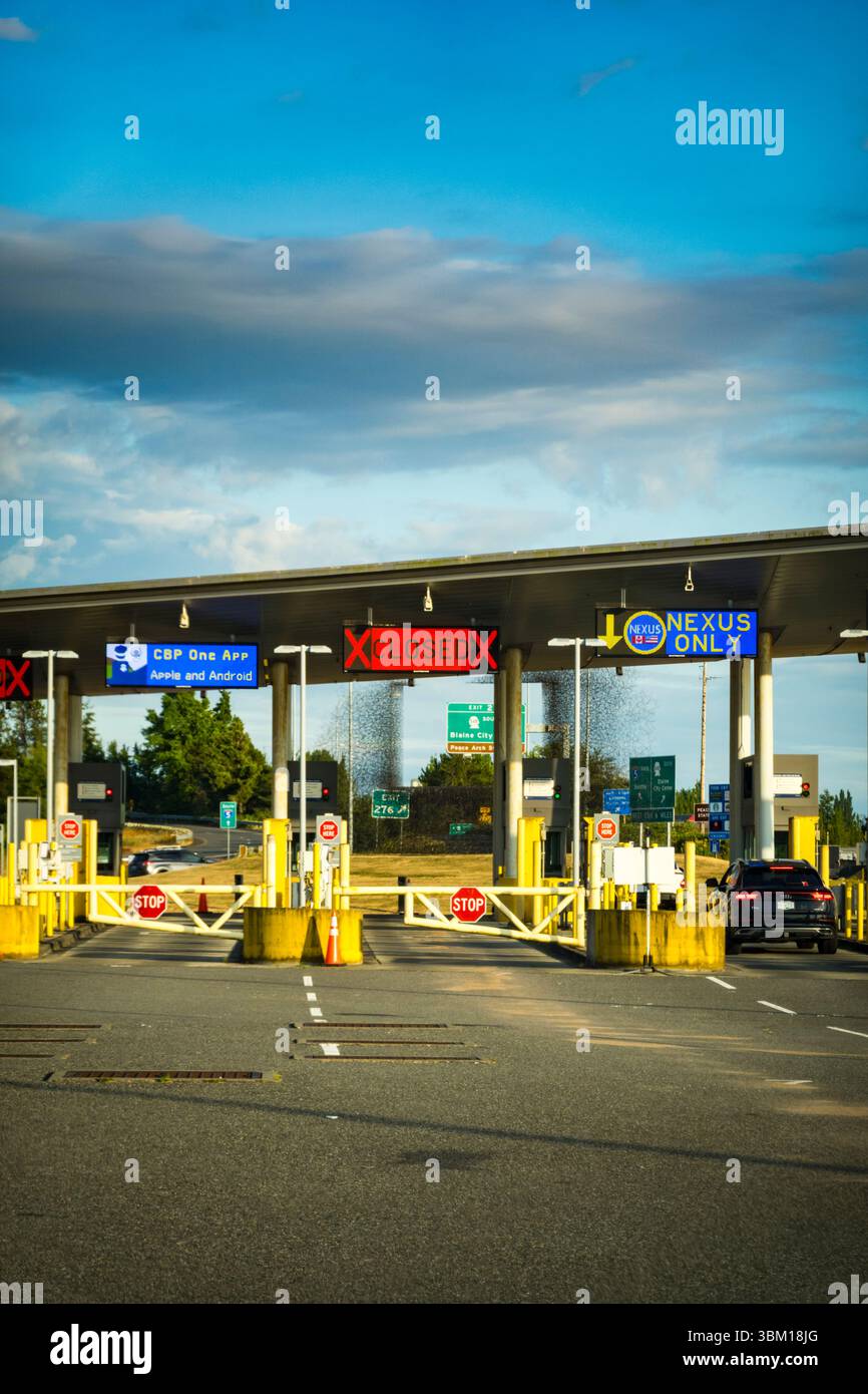 US-Canada border at Blaine, Washington State, USA. (Editorial Use Only ...