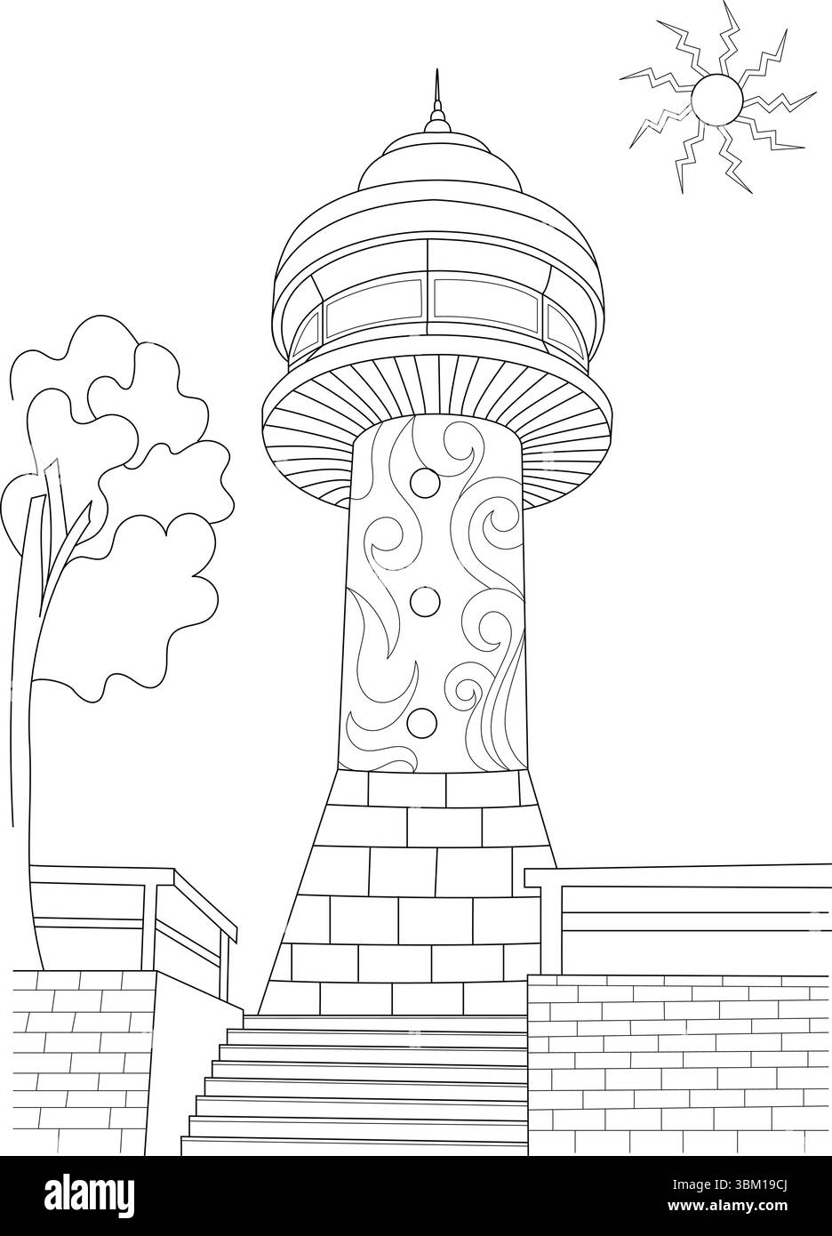 Black and white line art drawing perfect for coloring books or ...