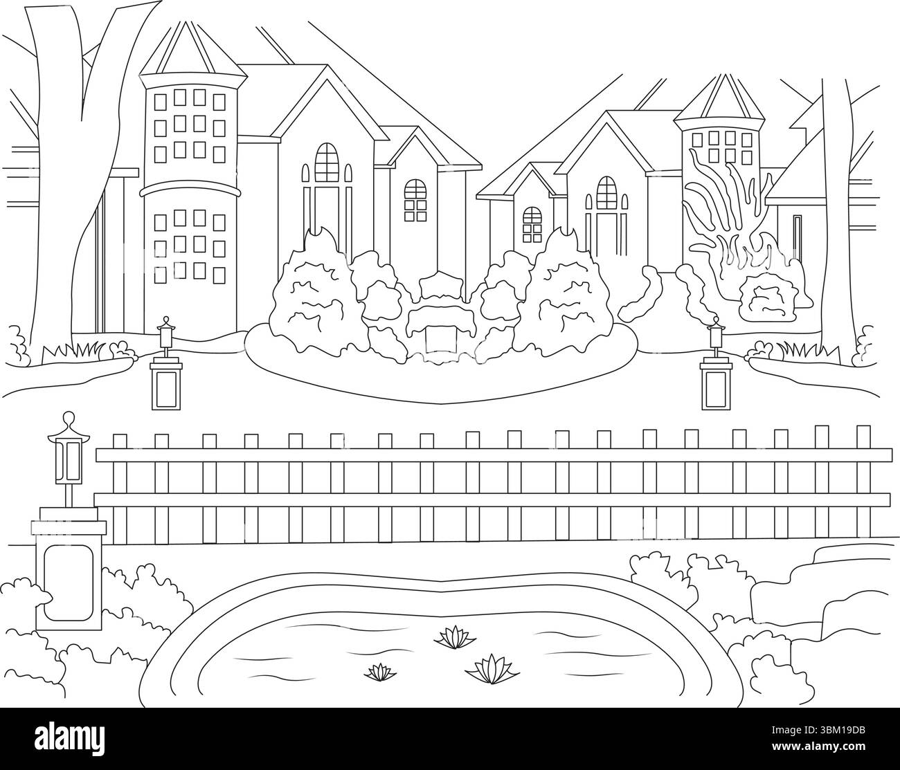 Detailed view park landscape Stock Vector Images - Alamy