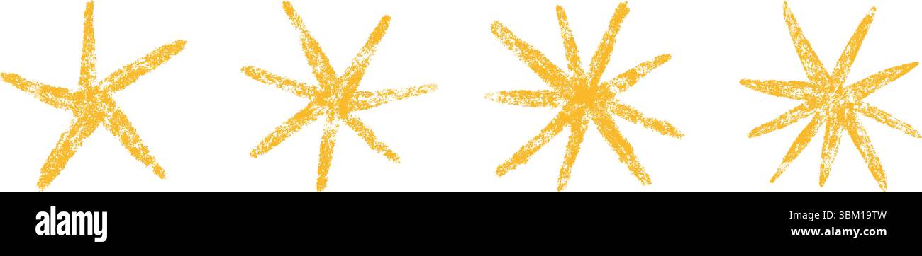 Crayon star drawing. Yellow doodle chalk star symbol. Hand drawn ...