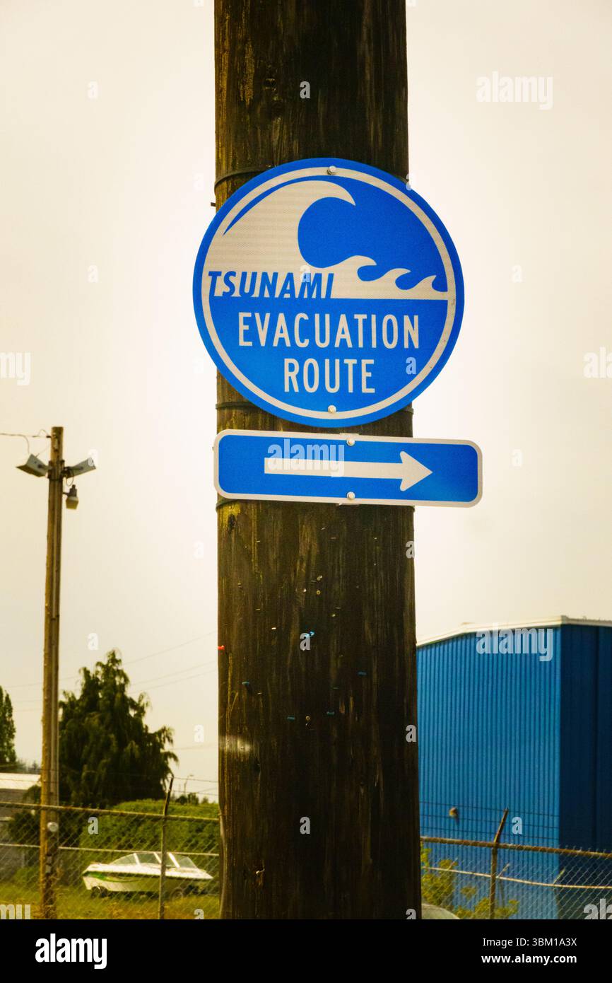 Tsunami Evacuation Route, Skagit County, Washington State, USA Stock ...