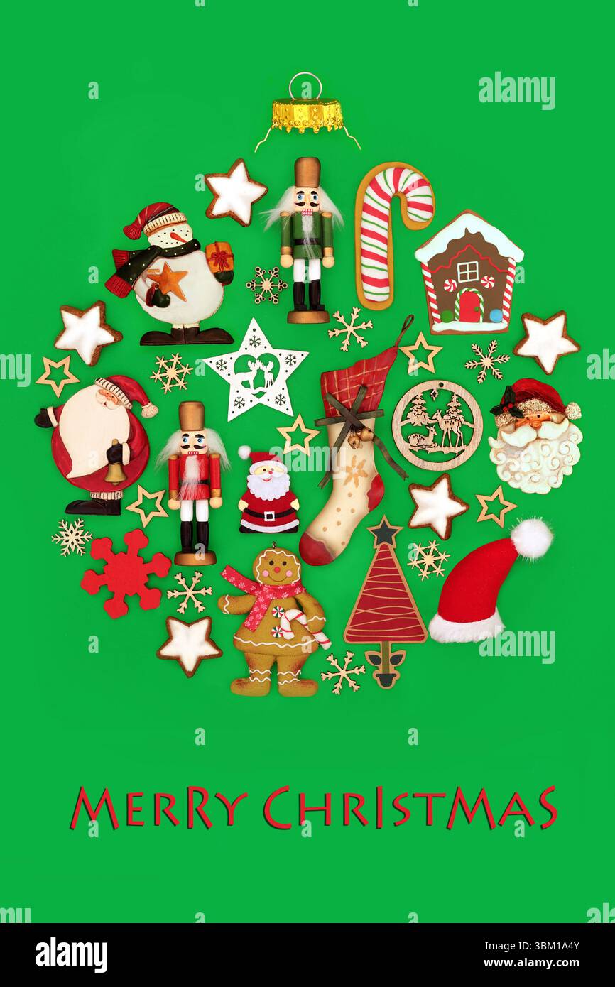 Christmas retro natural bauble shape decoration with old fashioned Xmas ...