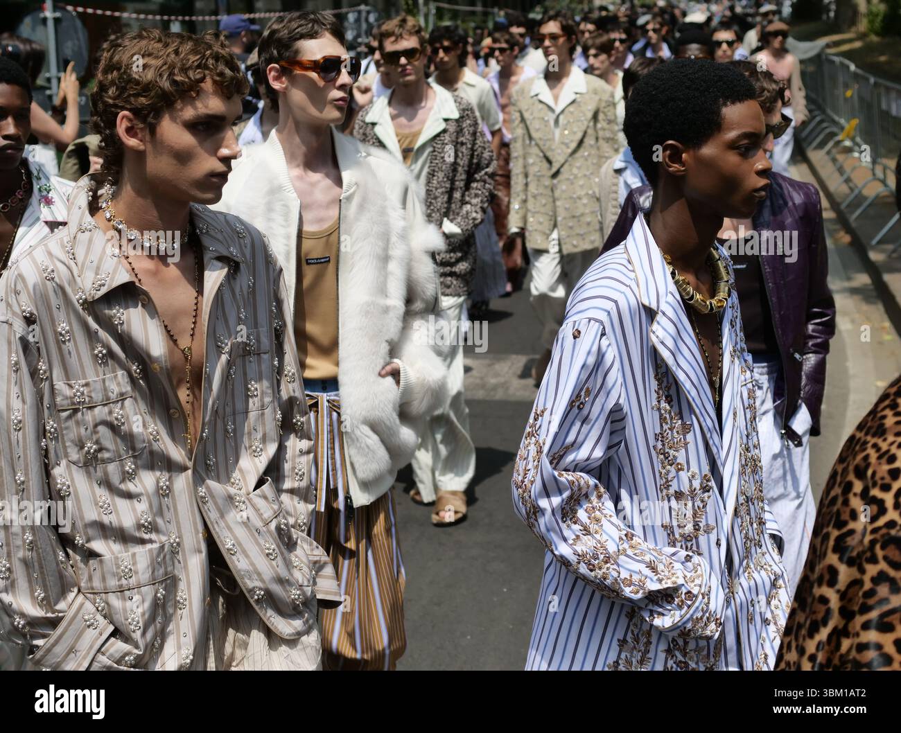 Men models walking in the street during Dolce & Gabbana fashion show ...