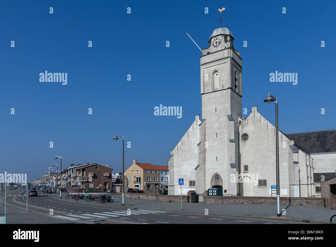 The prominent St. Andreas Church and its clock tower dominate the ...