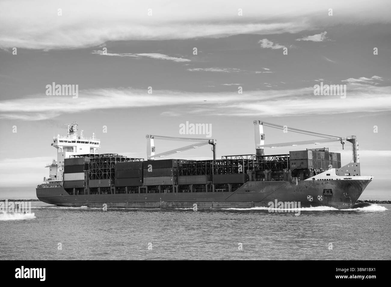Cargo ship with container in Miami. Freight container loaded on cargo ...