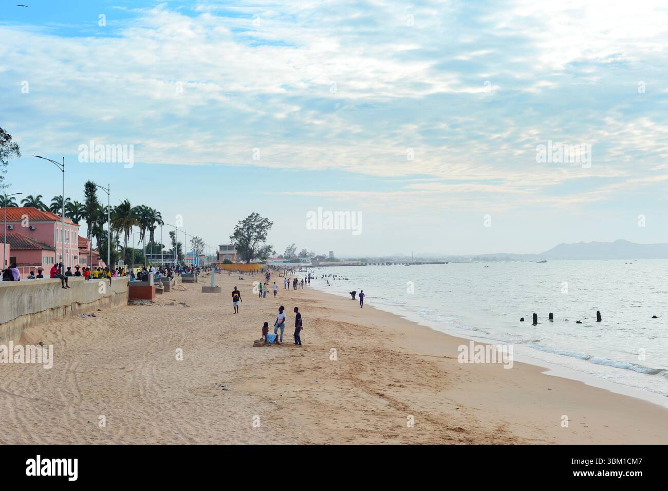 BENGUELA, ANGOLA - FEB 09, 2025: People at the beach in Benguela ...
