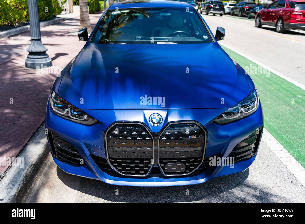Miami, Florida, USA - April 13, 2025: BMW i4 M50 2023 electric car ...