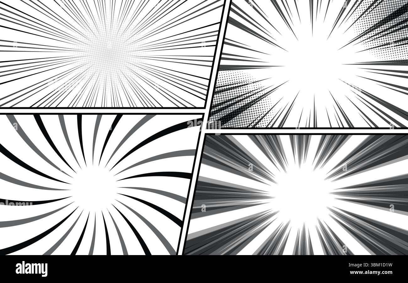 Black and white manga comic abstract scene page background. vector ...