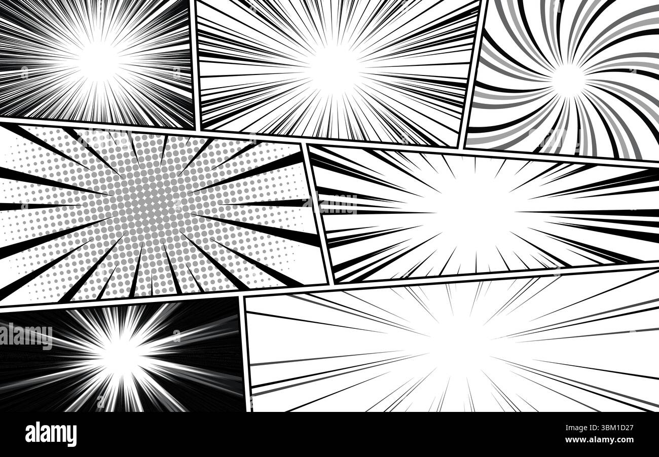 Black and white manga comic abstract scene page background. vector ...