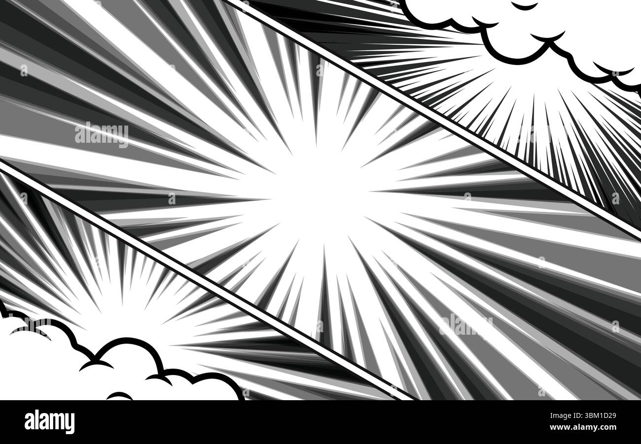 Black and white manga comic abstract scene page background. vector ...
