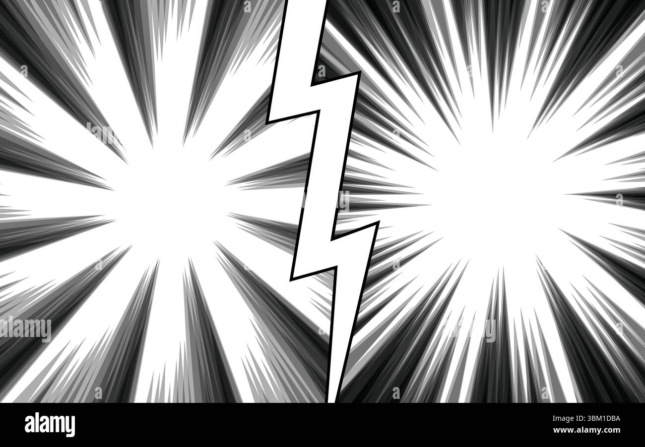 manga comic halftone style with zoom versus lines on the background ...