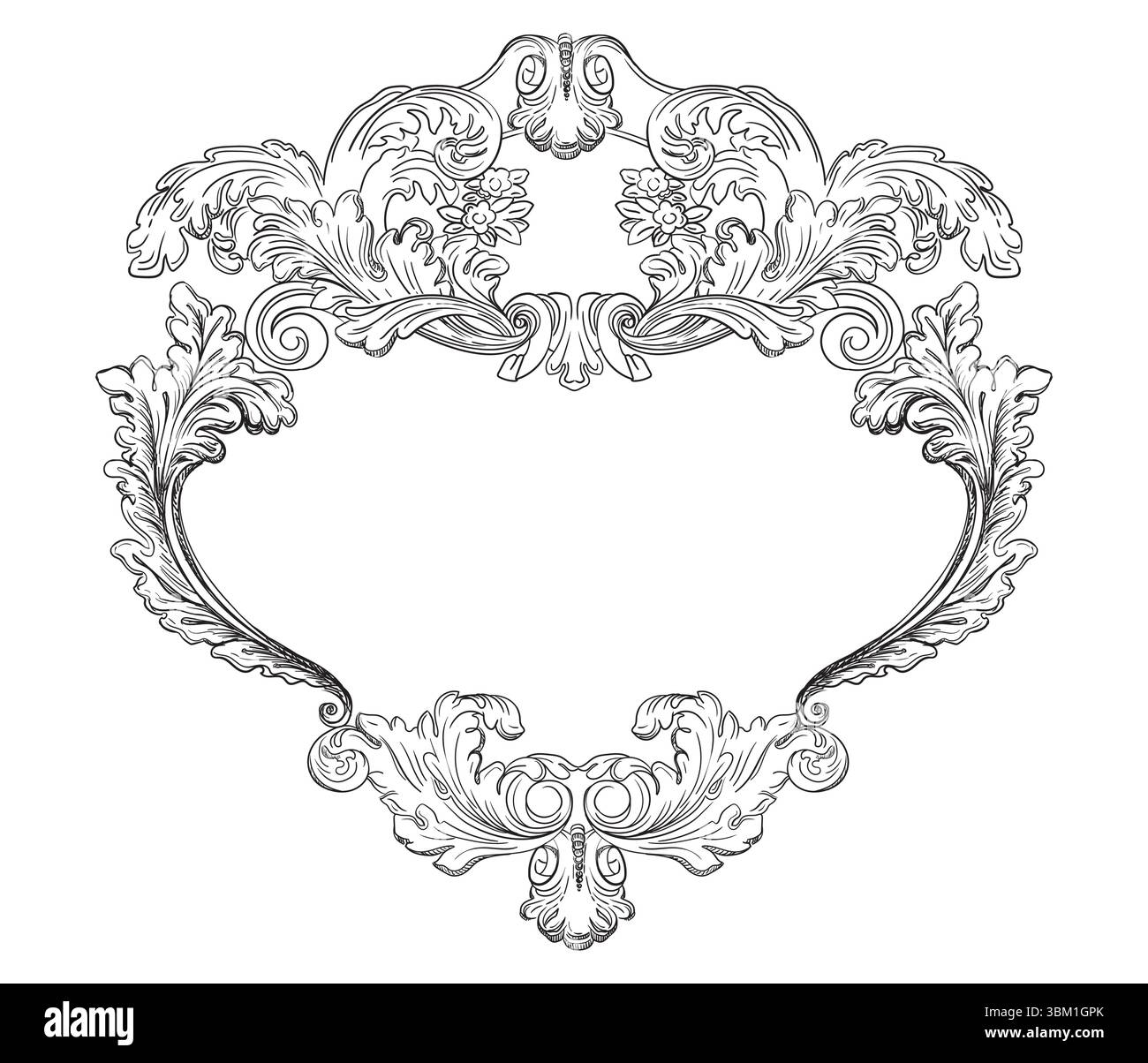 Decorative hand drawing filigree flourish frame vector illustration ...