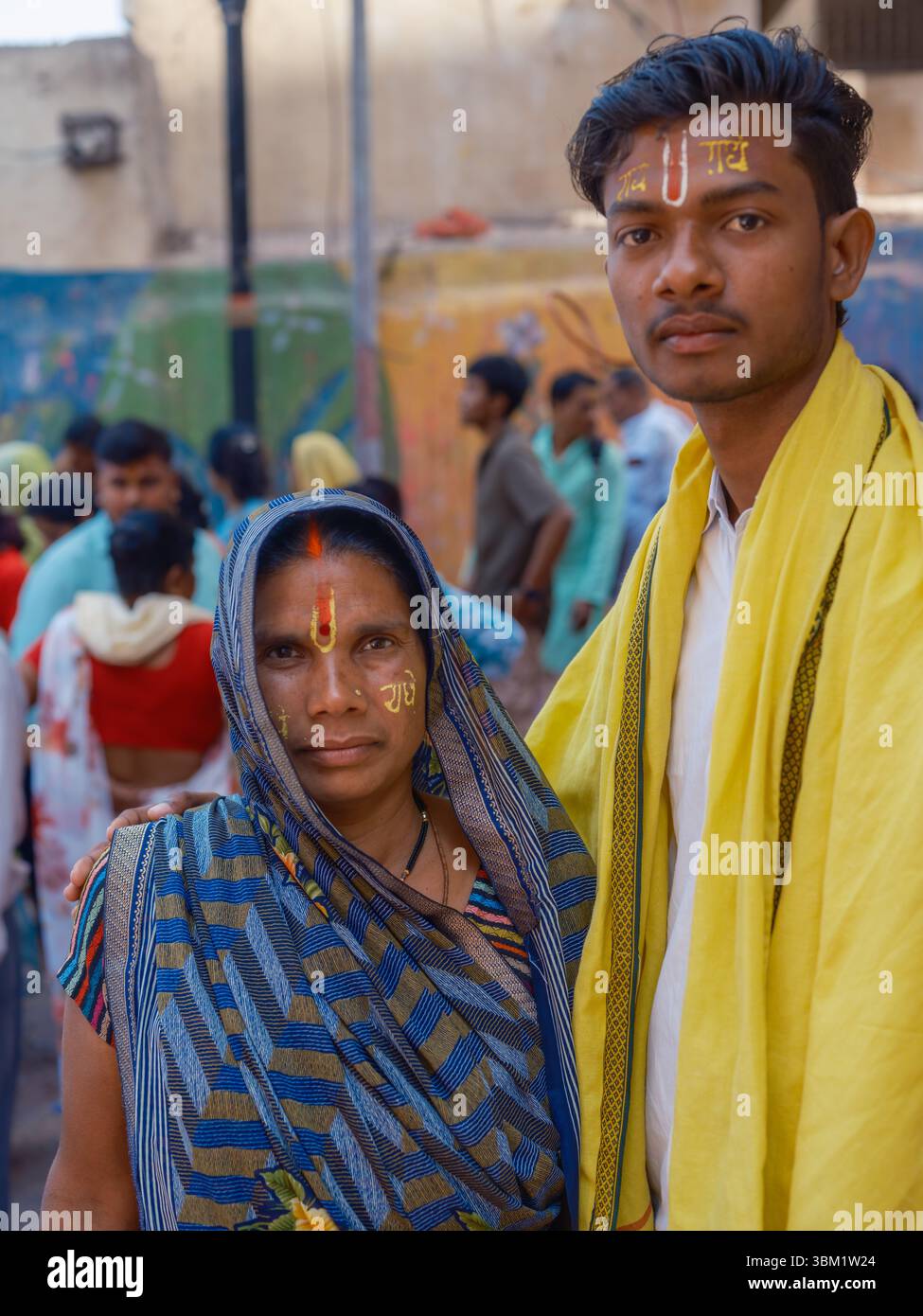 India, Varanasi, 16 Mar 2025. Devotees with sacred forehead markings ...