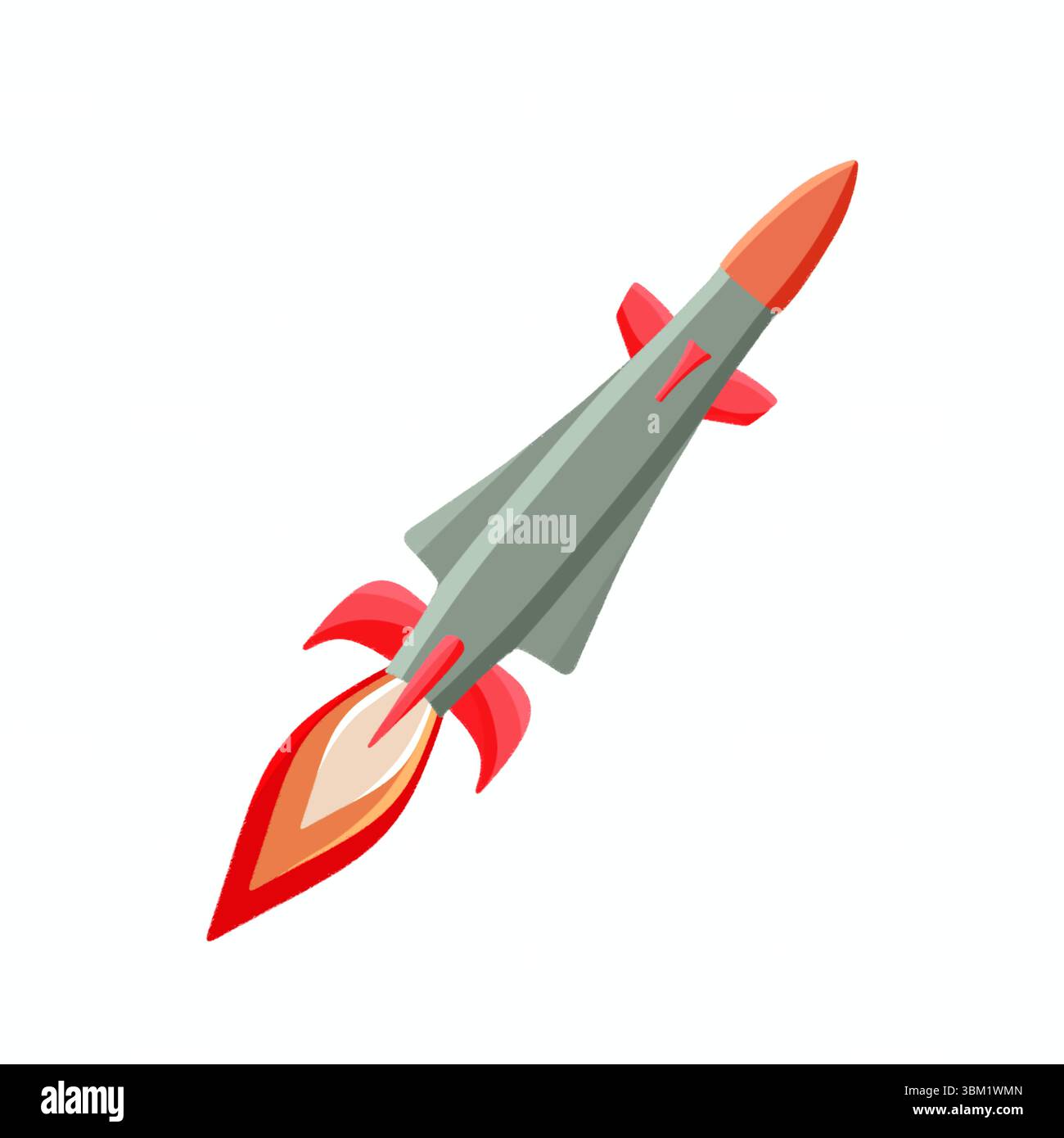 Colorful cartoon missile rocket with smoke isolated style. Suitable for ...