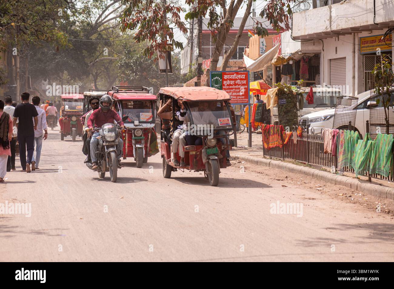 India, Jaipur, 14 Mar 2025. Blue electric rickshaw (e-rickshaw ...