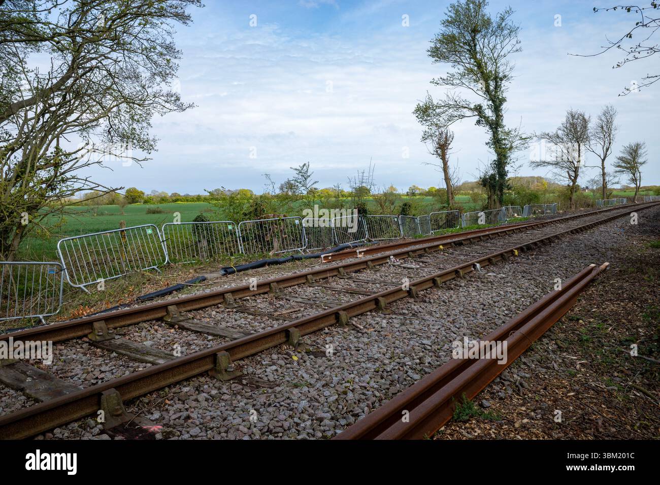 Upgraded railway line on the Saxmundham to Leiston branch line for the ...