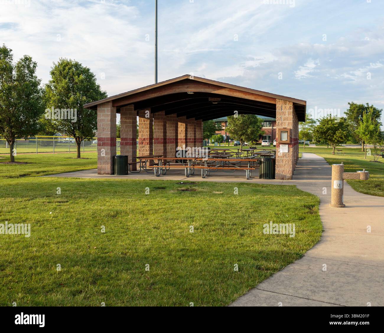 covered picnic area or pavillion next to a baseball complex Stock Photo ...