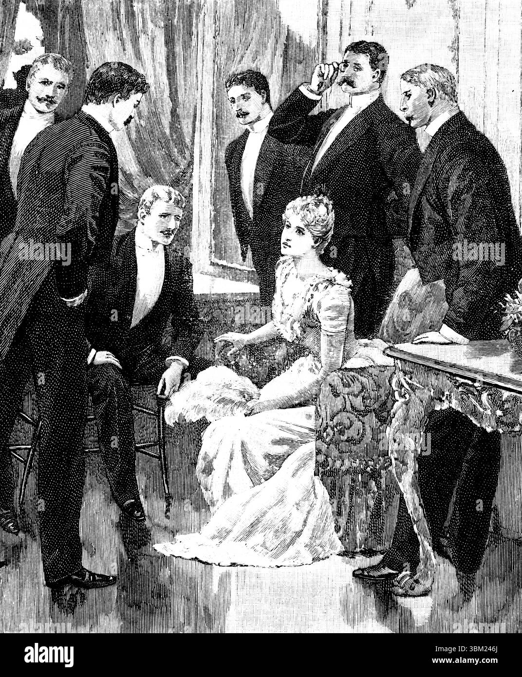 Woman surrounded by men Black and White Stock Photos & Images - Alamy