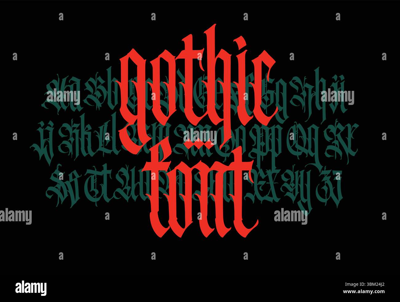 Full Latin alphabet in the Gothic style. Vector. Calligraphy and ...