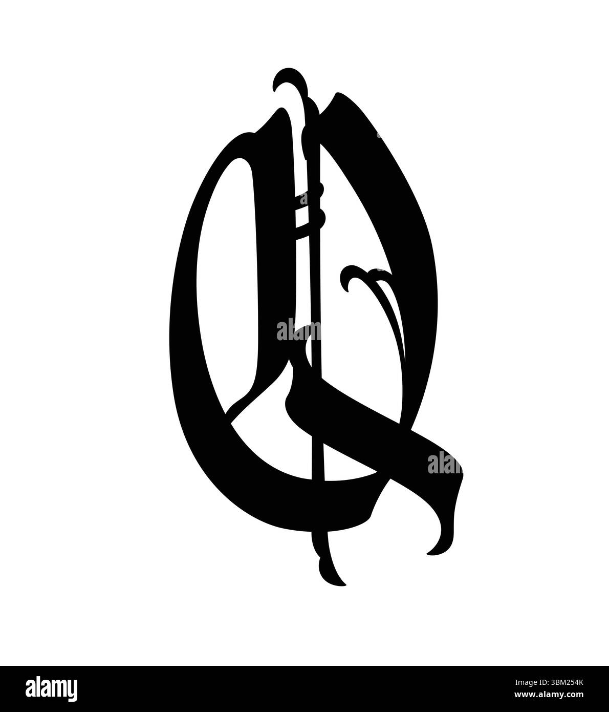 Letter Q, in the Gothic style. Vector. Alphabet. Calligraphy and ...