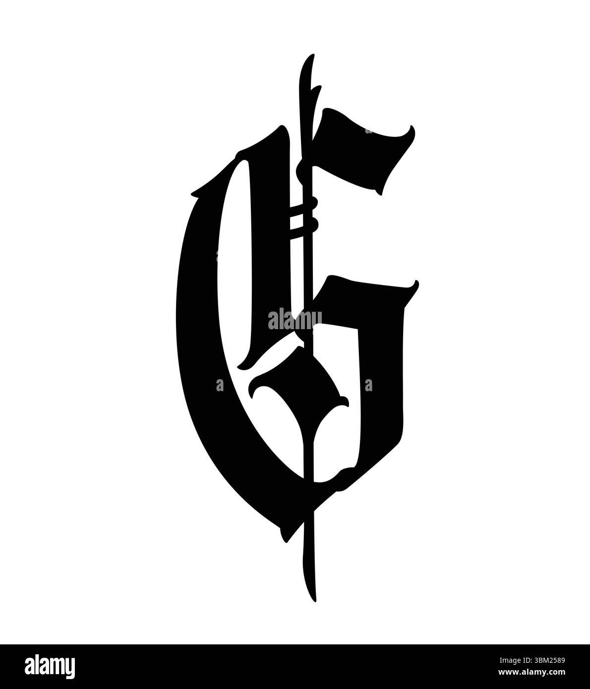 Letter g, in the Gothic style. Vector. Alphabet. Calligraphy and ...
