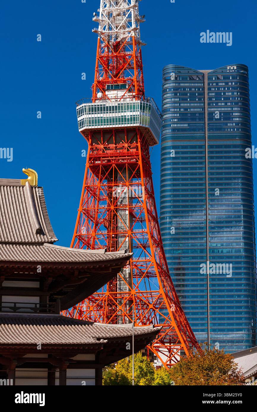 Japan between tradition and modernity.Traditional architecture side by ...