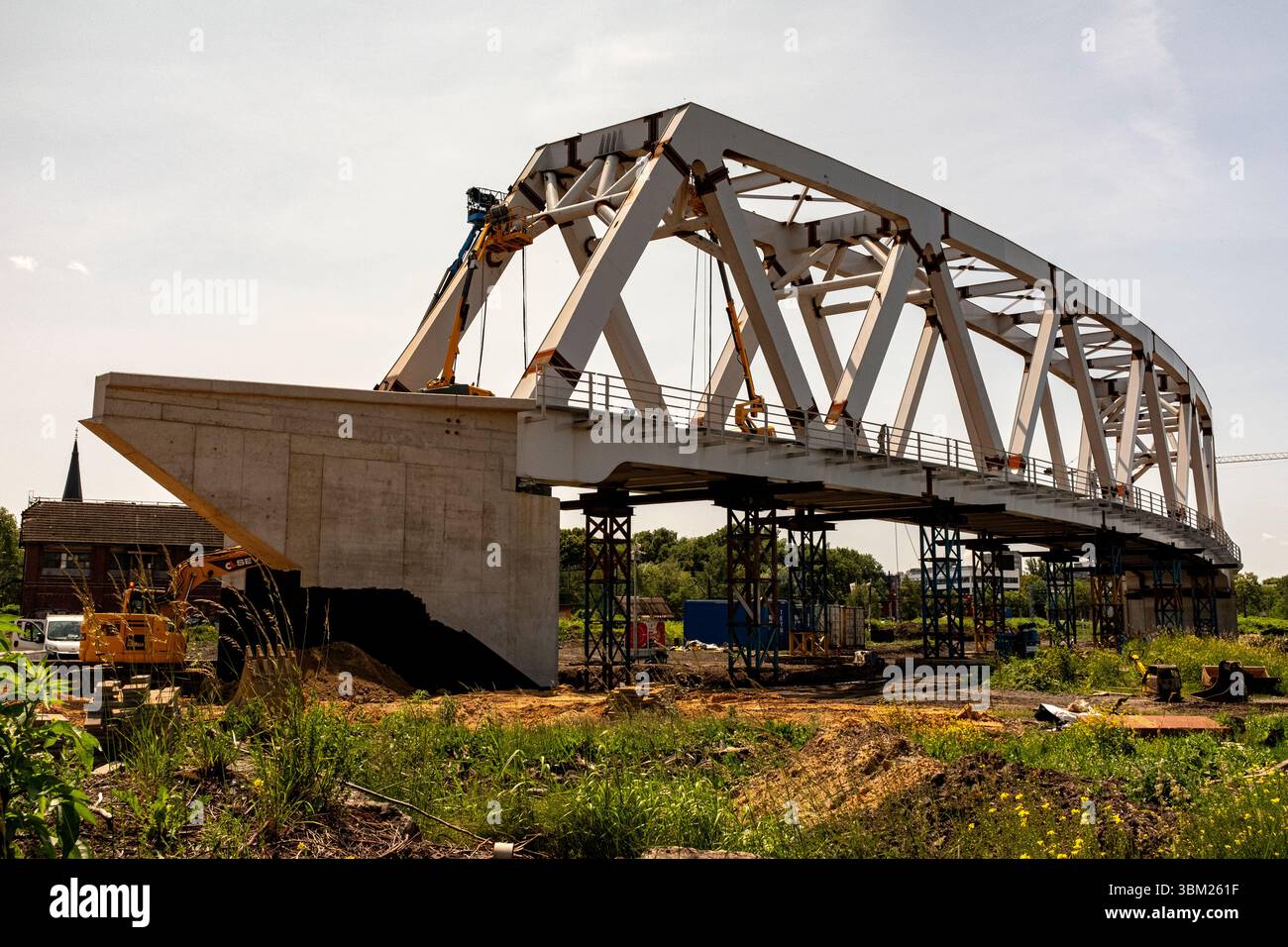 An Historical Bridge down town Katowice, Poland being demolished for ...