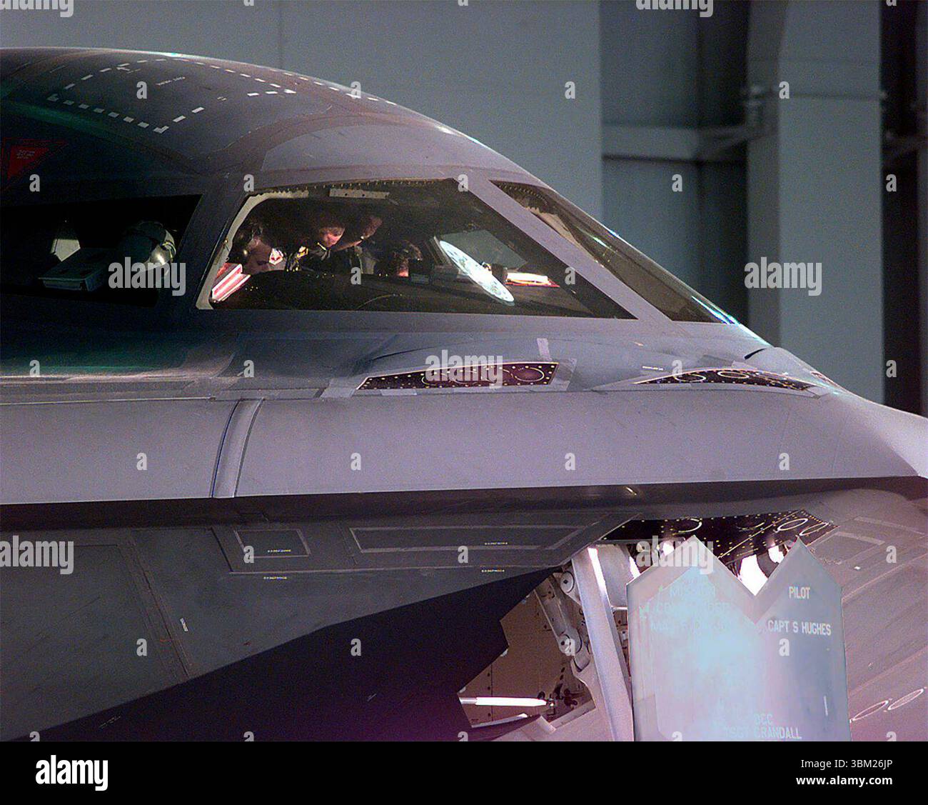 A close-up of the exterior of the cockpit area of a B-2 Spirit, stealth ...