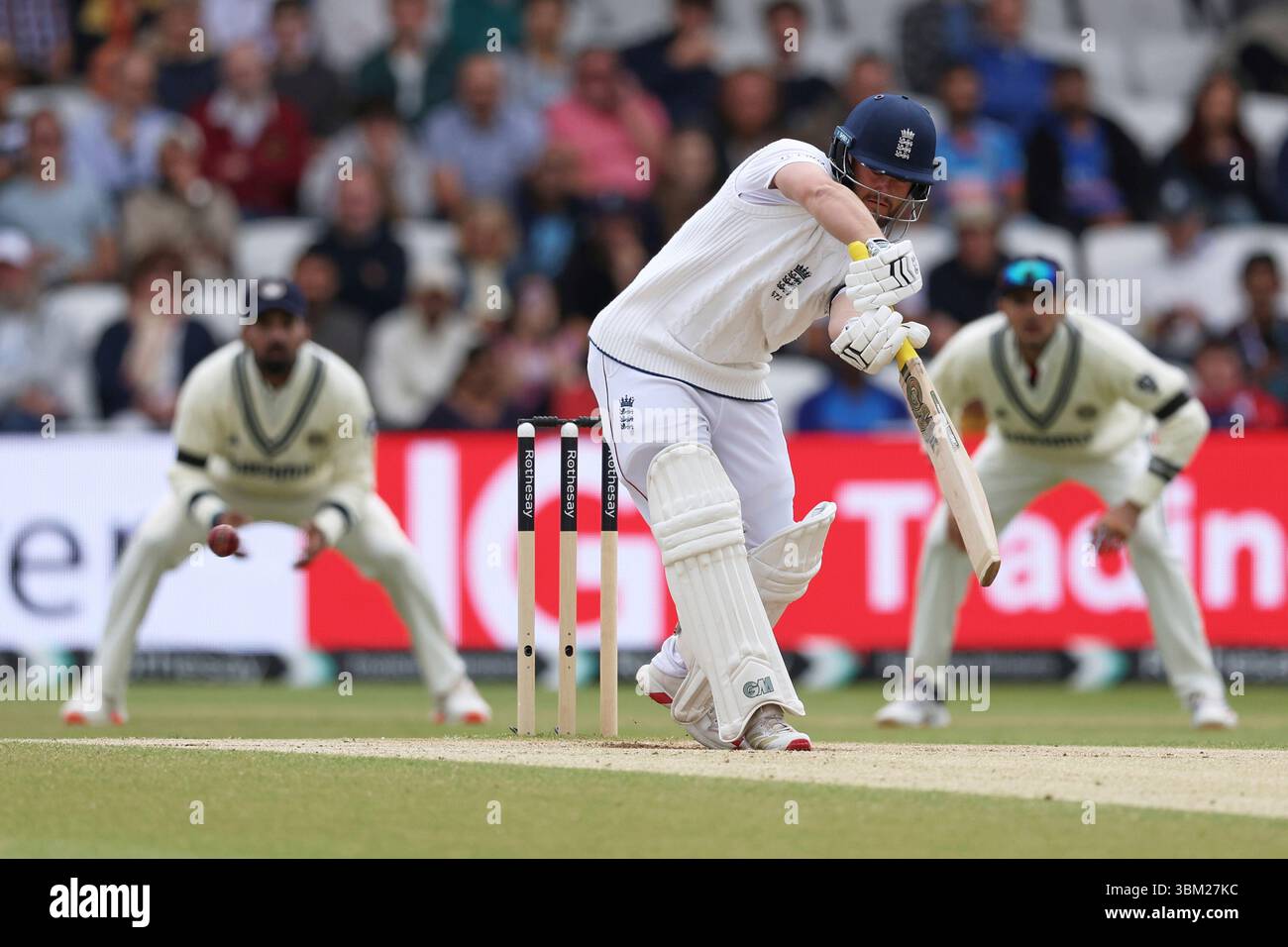 England's Ben Duckett plays a shot on day five of the first cricket ...