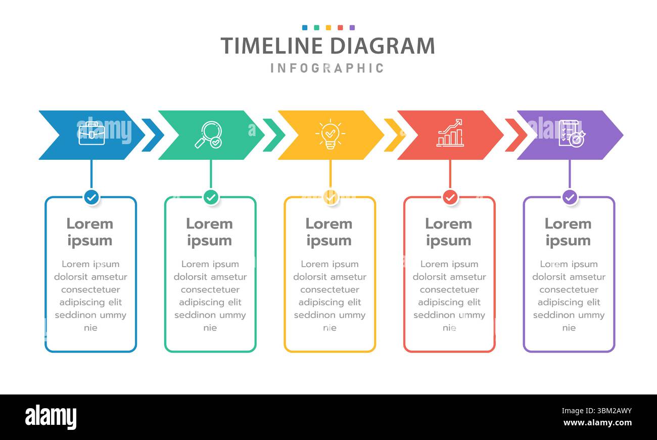 Infographic template for business. 5 Steps Modern Timeline diagram with arrow and topic ...