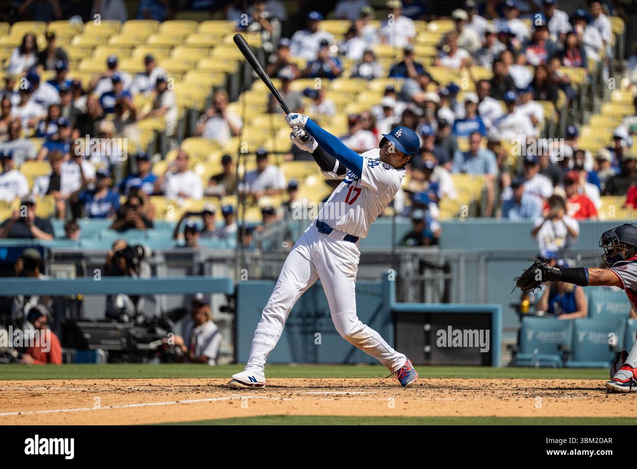 Los Angeles Dodgers two-way player Shohei Ohtani (17) hits a 2 run ...