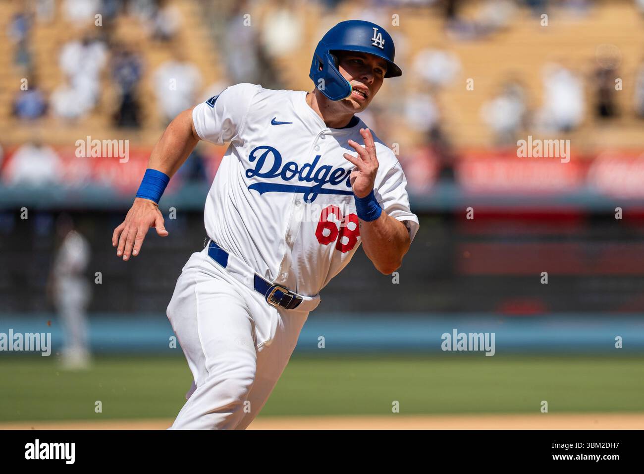 Los Angeles Dodgers catcher Dalton Rushing (68) rounds third base ...