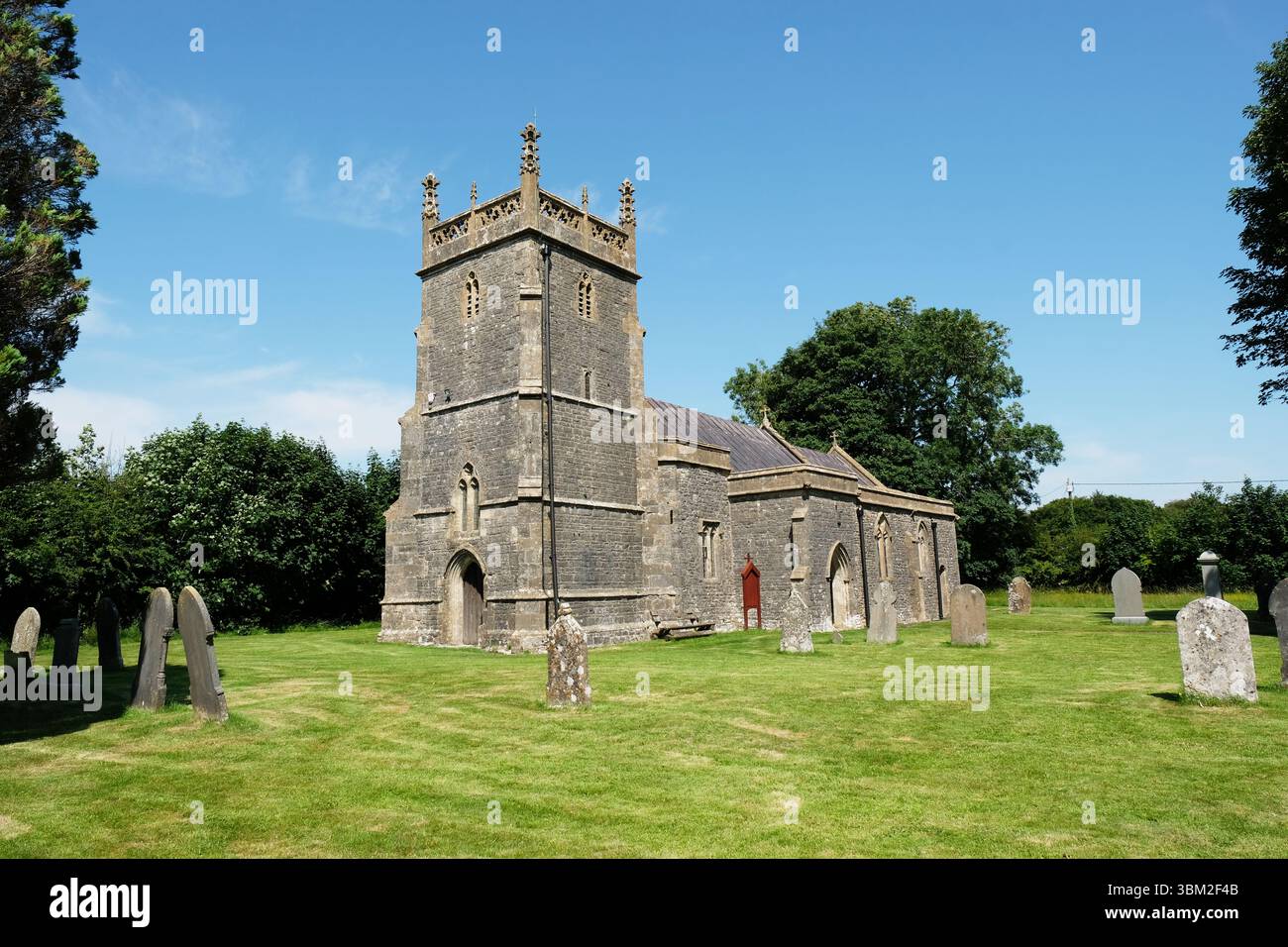 The 13th century parish church of St. Lawrence, Priddy, Somerset, UK ...
