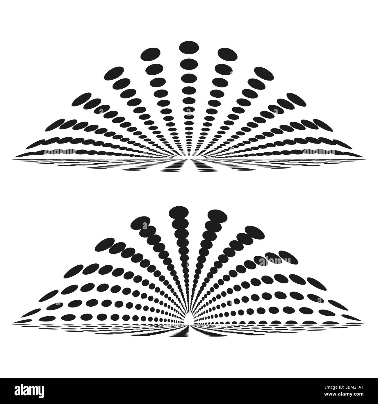 Fan pattern design. Radiating line elements. Vector spread shapes ...