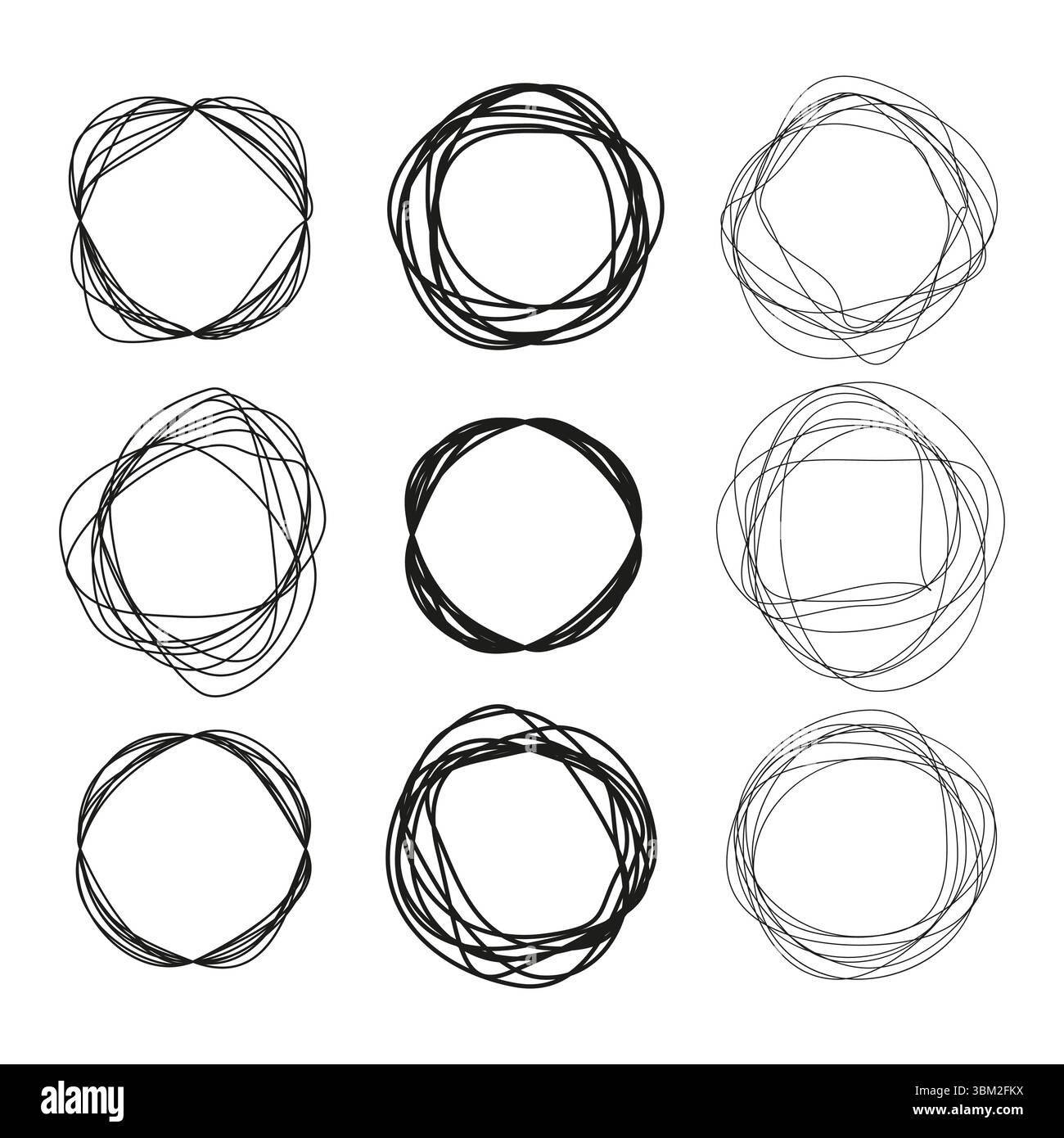 Abstract circle pattern. Hand drawn rings. Irregular round shapes ...