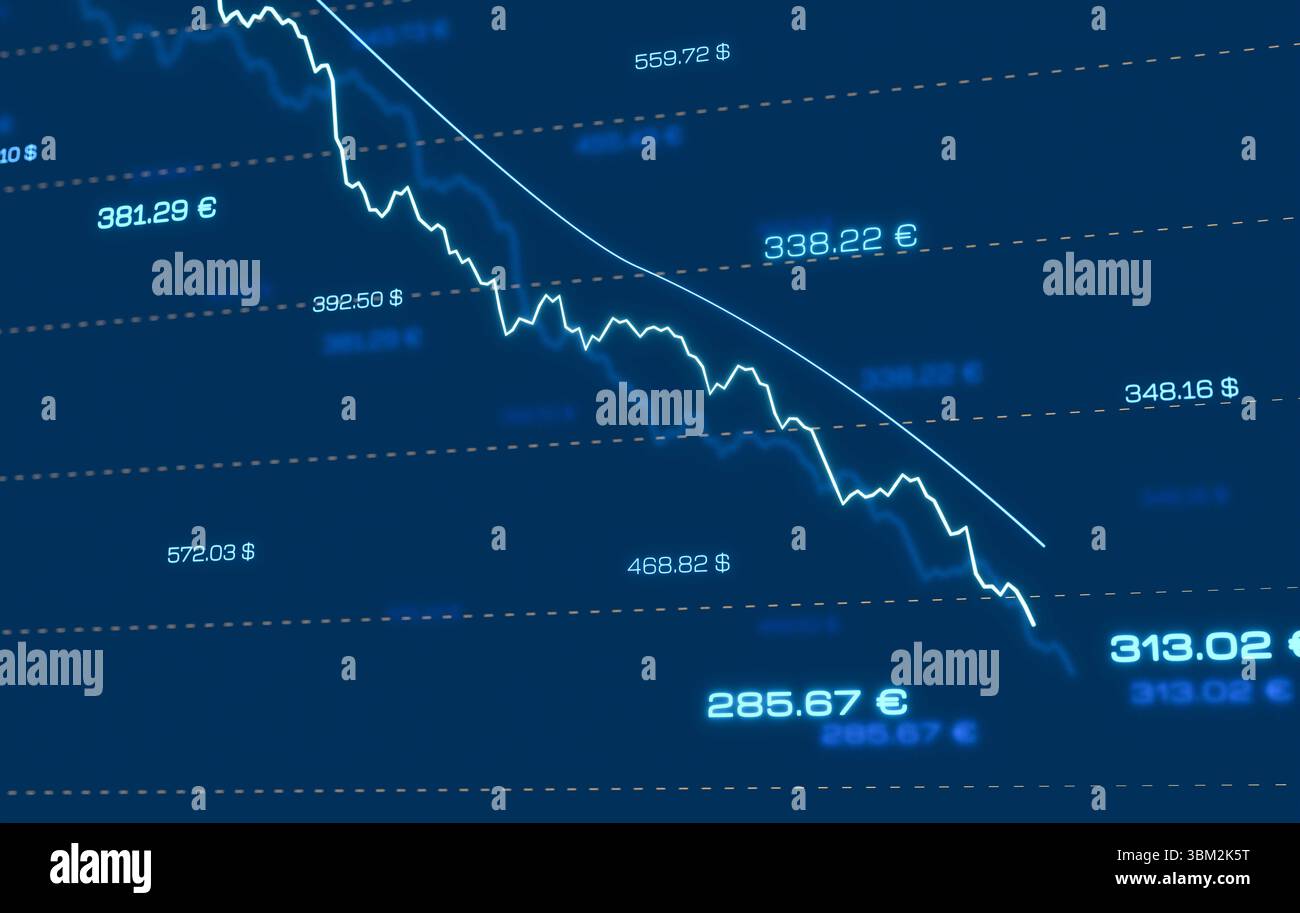 Falling chart, trading, stock market crash, financial crisis, recession ...