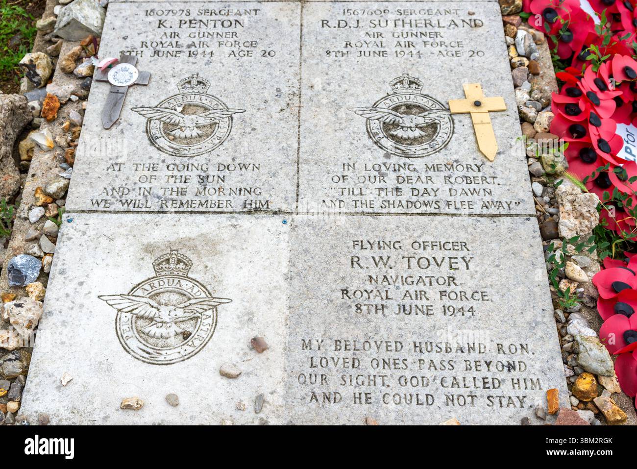 Commonwealth War Grave for seven British Royal Air Force airmen casualties who died 8th June ...
