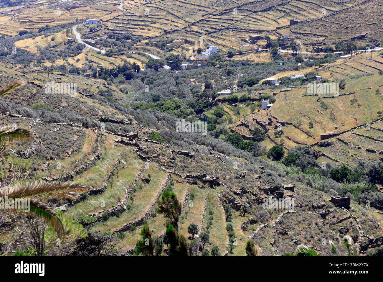 Mountain landscape showing old farmed terracing for growing crops ...