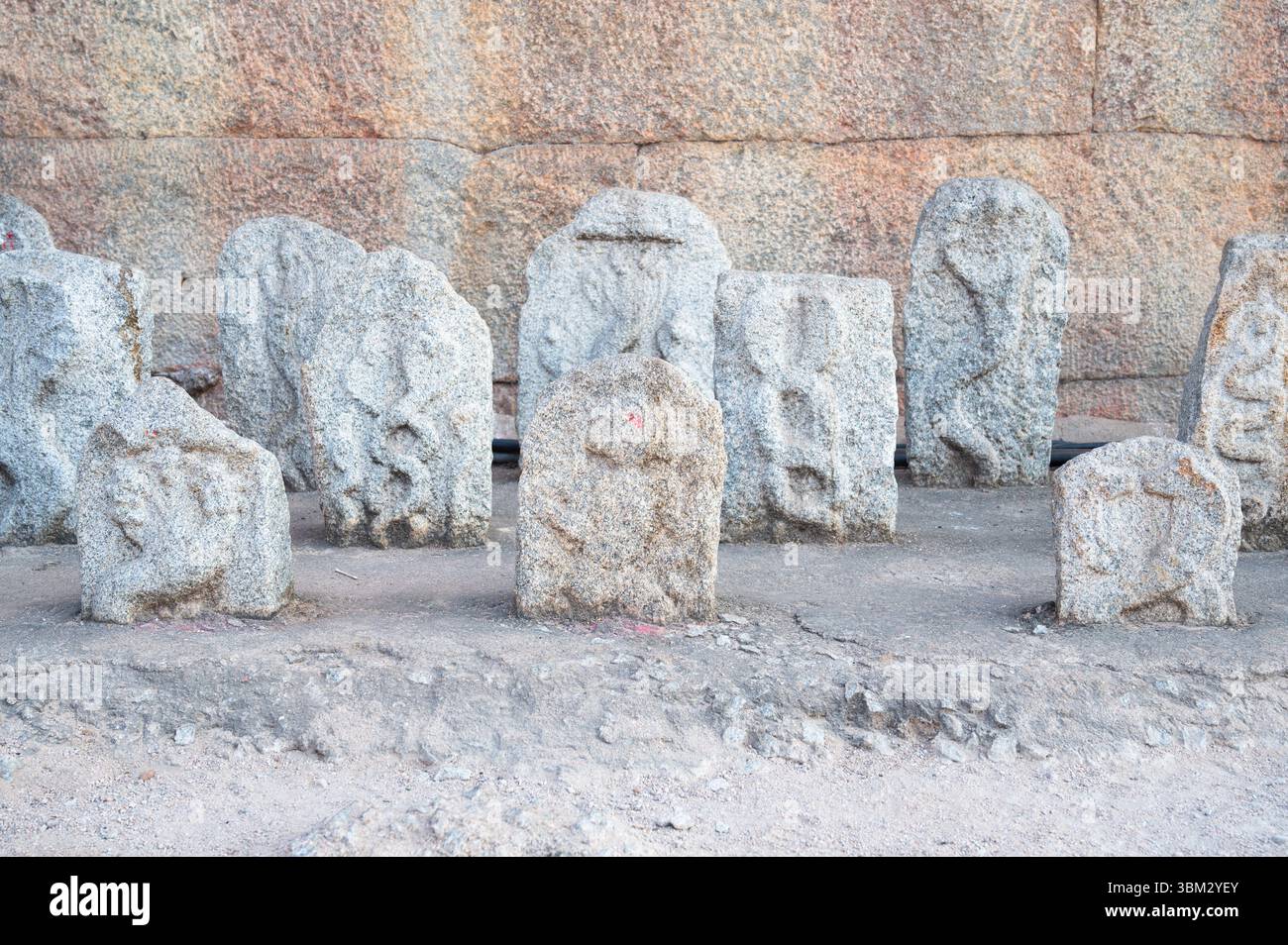 Ancient sculpture at Virupaksha temple of Hampi, carved into boulder of ...