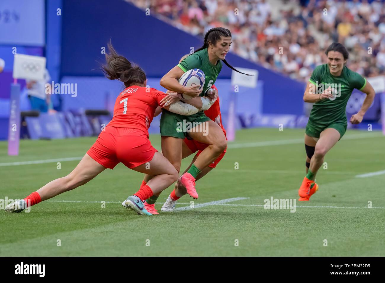 Ireland back Amee Leigh Murphy Crowe (IRL) (5) runs with the ball during their Women's Rugby ...