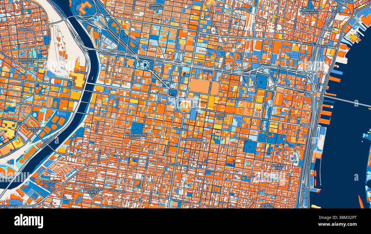 Modern city map philadelphia hi-res stock photography and images - Alamy