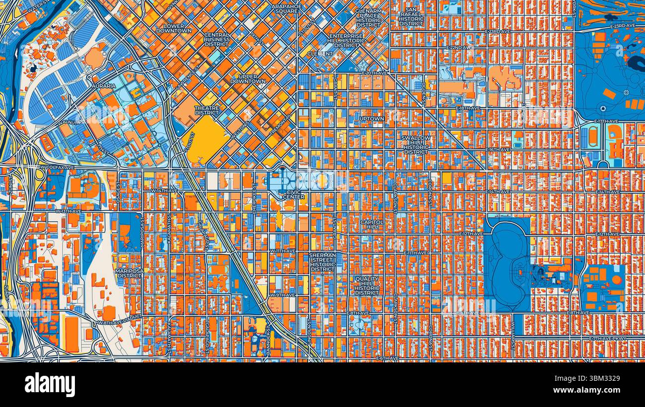 Modern city map denver hi-res stock photography and images - Alamy