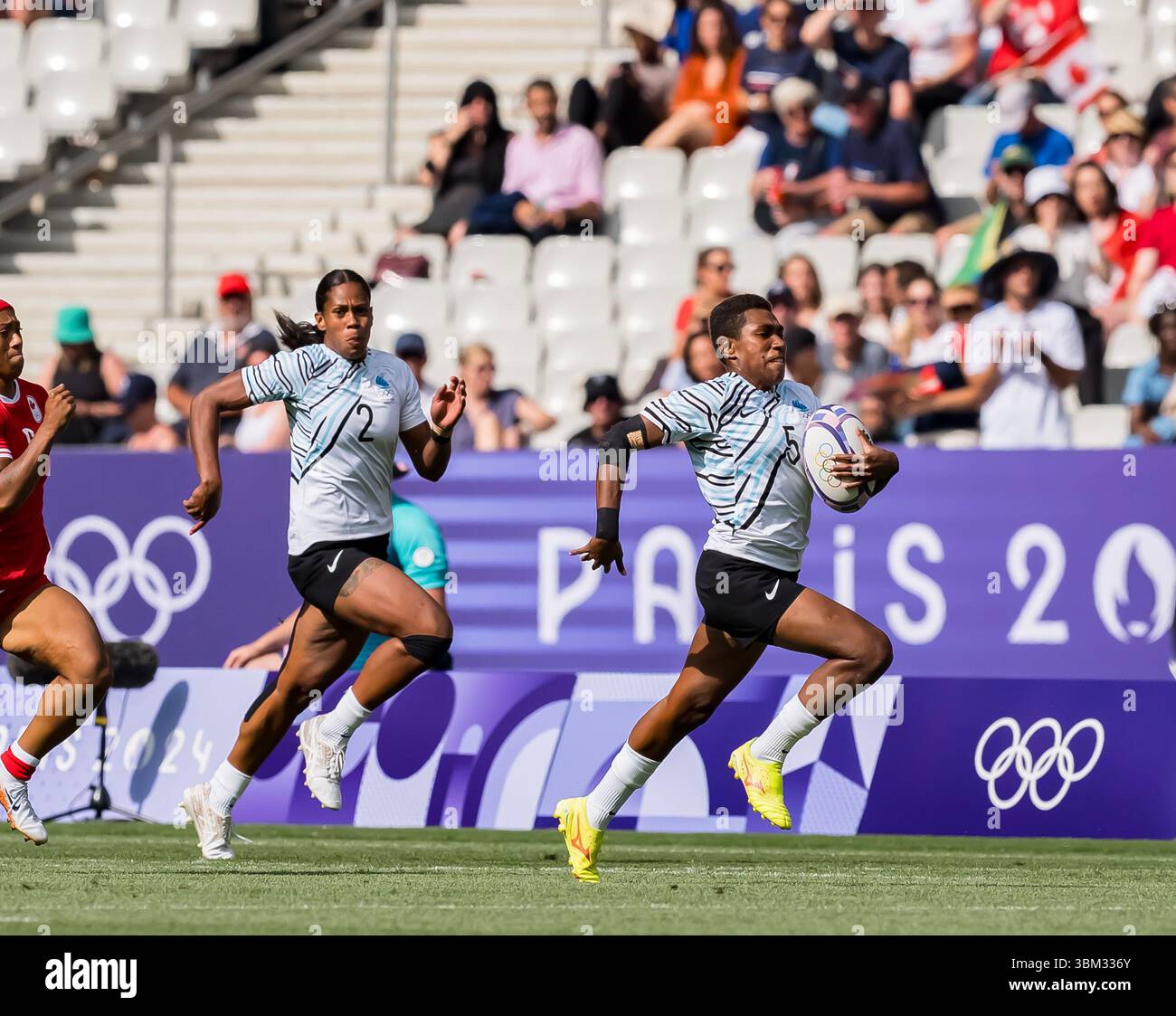 Fiji back REAPI ULUNISAU (FIJ) (5) competes in the Women's Rugby Sevens ...